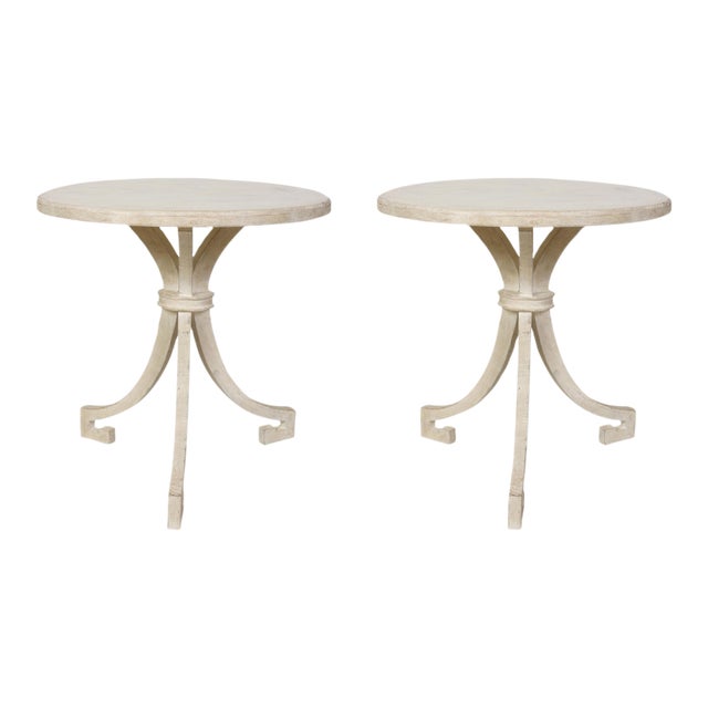 A Round Painted Side Table With Tripod Legs | Chairish