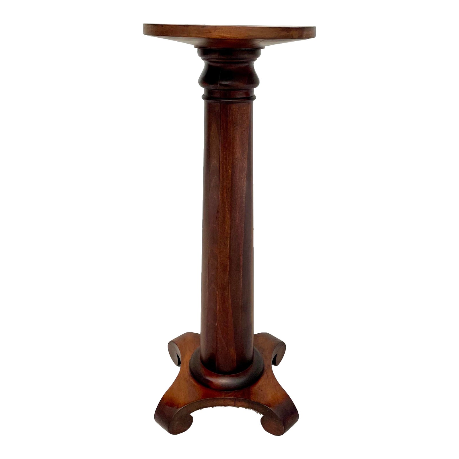 Traditional Wood Pedestal Stand With Scrolled Legs | Chairish