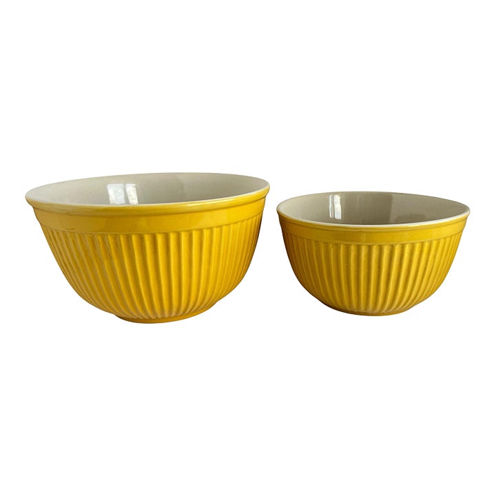 Williams Sonoma Yellow Fluted Nesting Mixing Serving Bowls- Set of 2 ...