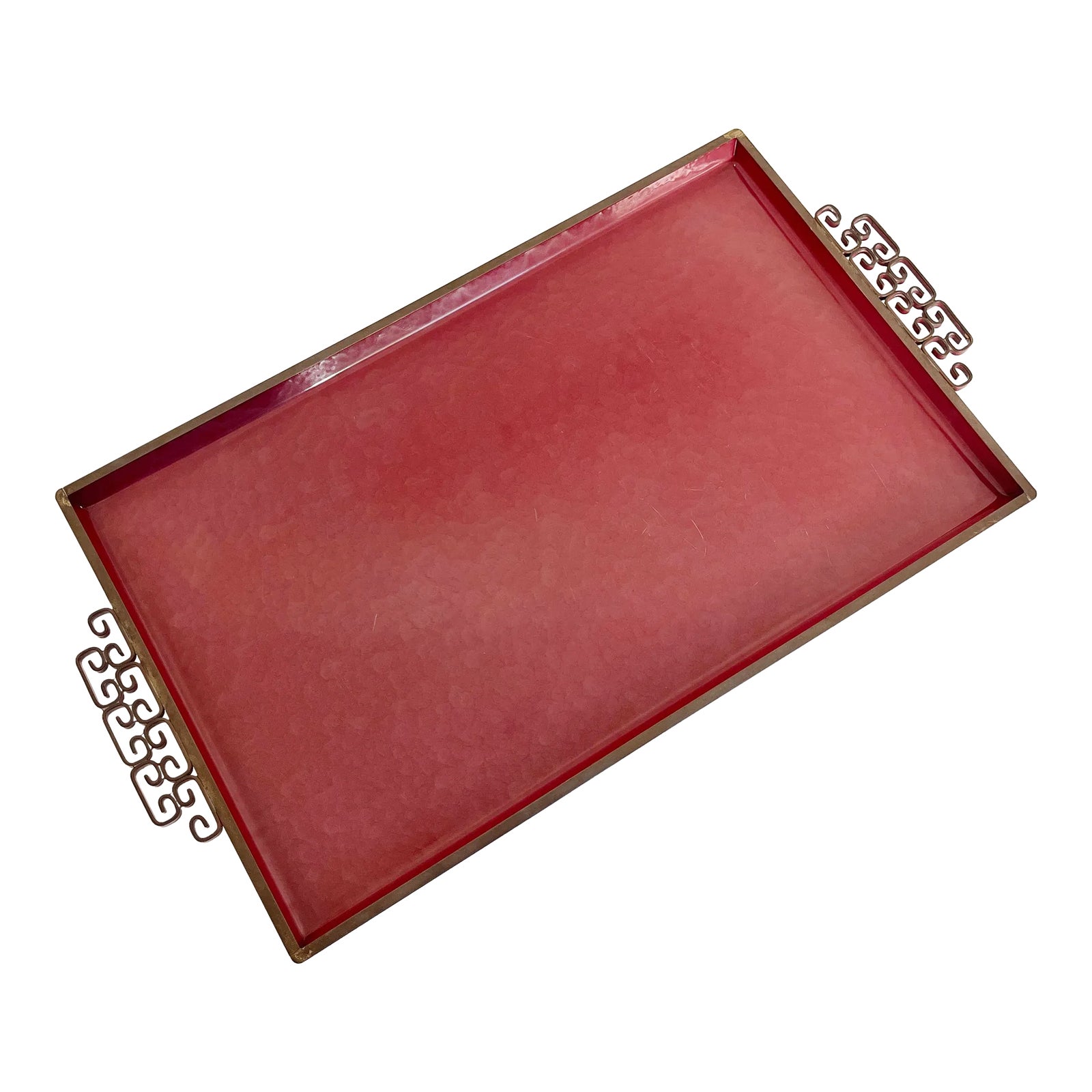 1950s Hollywood Regency Moiré Burgundy Tray by Kyes | Chairish