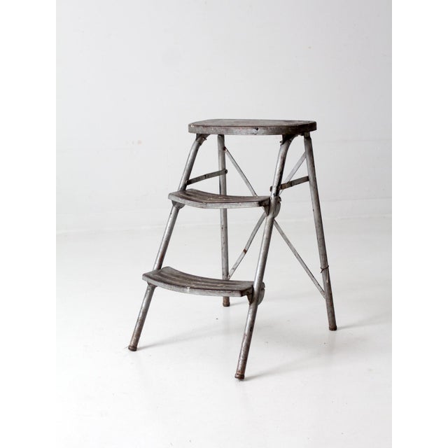 Vintage Metal Folding Step Ladder | Chairish