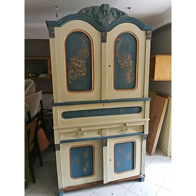Antique Hand Painted Kitchen Cupboard | Chairish