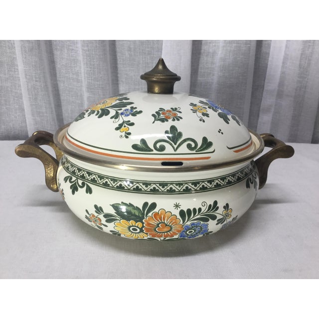 Vintage Asta Enamel and Brass Cookware - 6 Pcs Set | Chairish