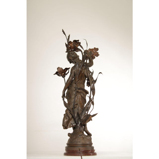Art Nouveau Figural Table Lamp, After Auguste Moreau | Chairish