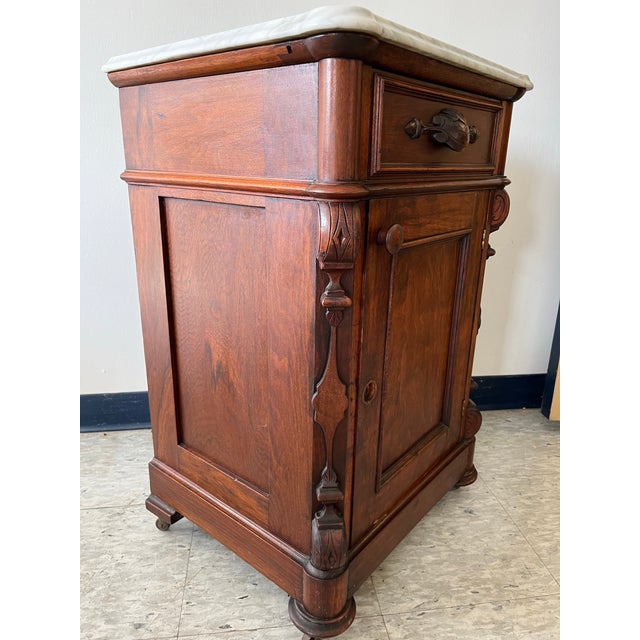 19th Century Victorian Flame Mahogany Marble Top Half Commode Washstand ...