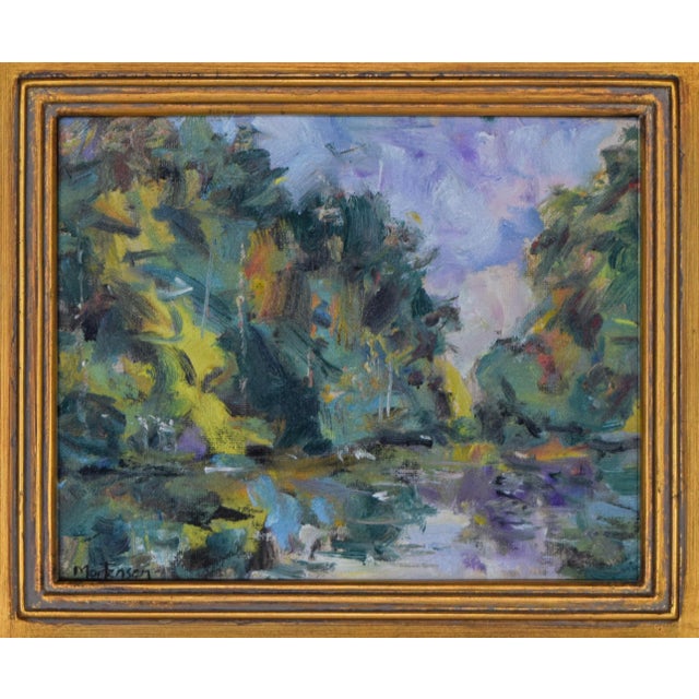 Contemporary Post Impressionist Landscape Painting With Lake | Chairish
