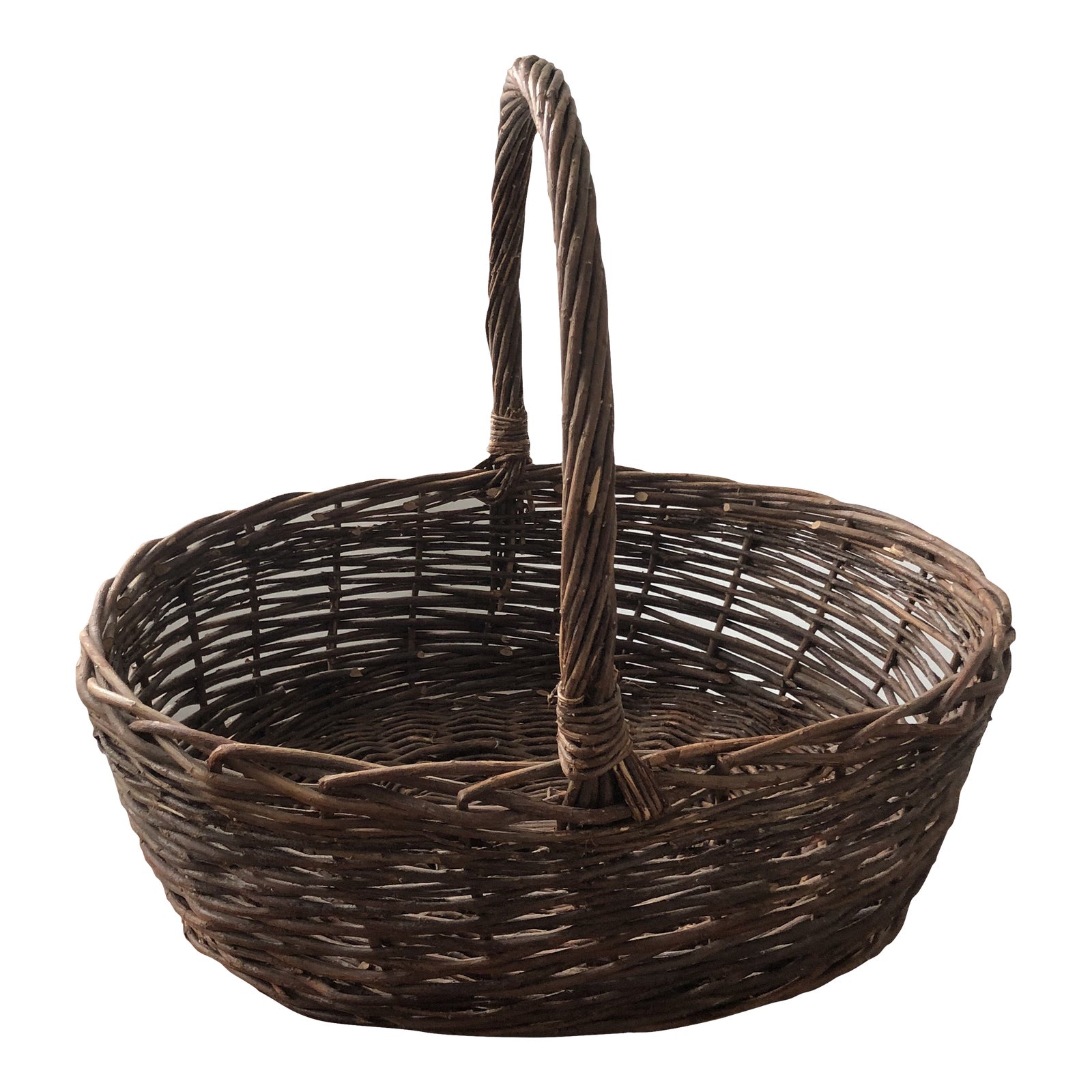 Vintage Large Rustic Woven Gathering Basket | Chairish