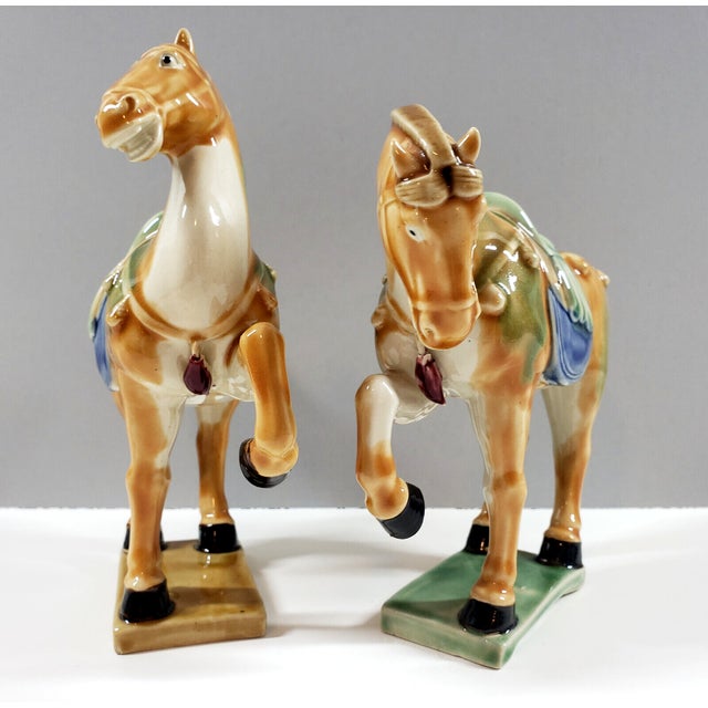 Vintage Chinese Tang Dynasty Sancai Style Glazed Ceramic War Horse ...