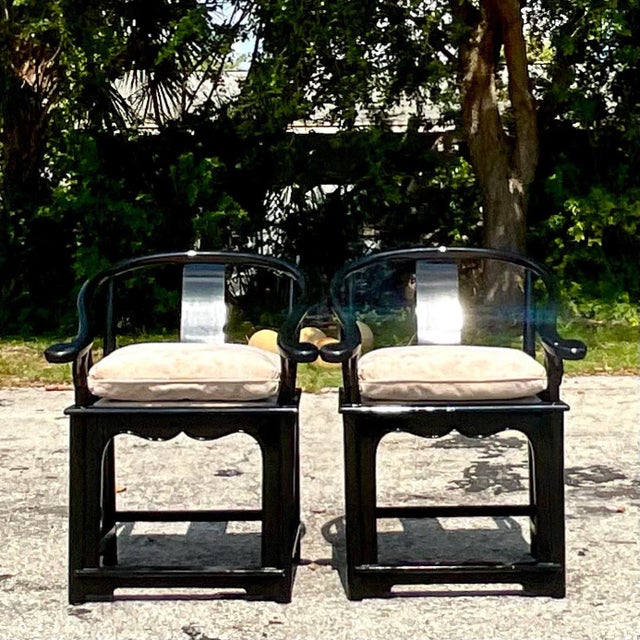 Vintage Asian Lacquered Ming Lounge Chairs - a Pair | Chairish