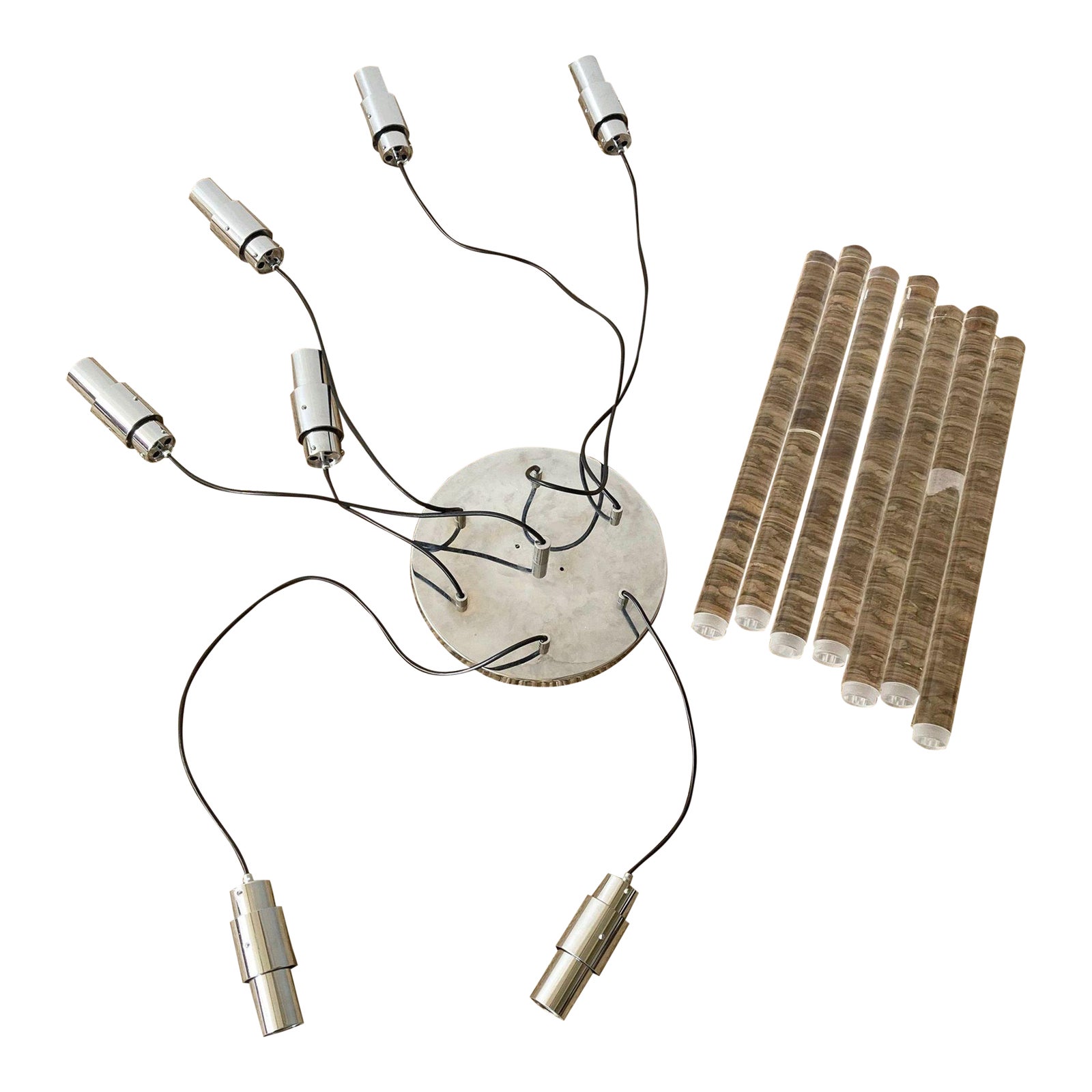 Modern Hanging Pendant Light Fixture With Transparent Tubes | Chairish