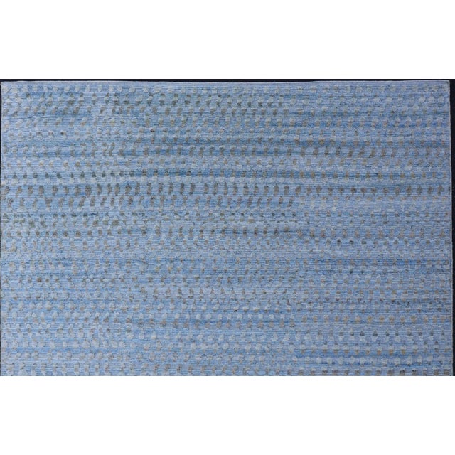Modern Hi-Low Area Rug With Abstract Design in Light Blue and Green ...