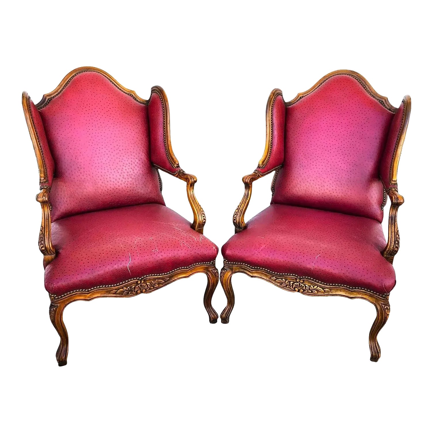 French Wingback Chairs by Baker Pair | Chairish
