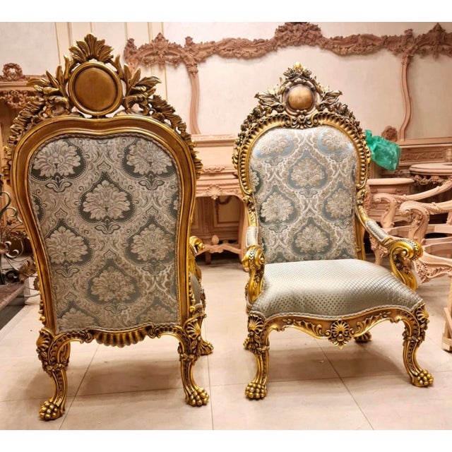 1980s French Style Gold Leaf Throne Armchair | Chairish