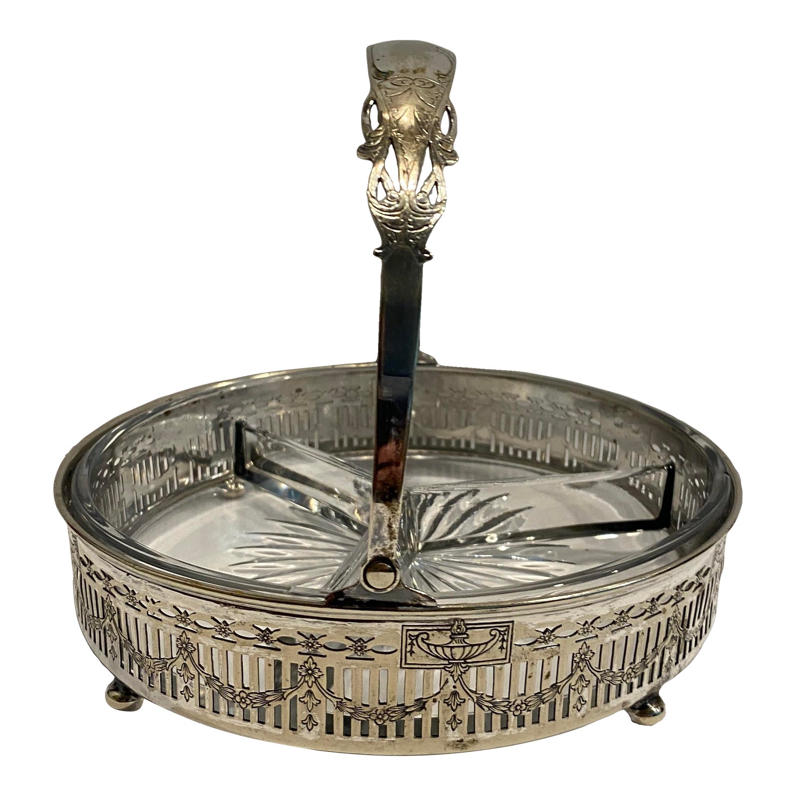 Antique English Silverplate Hors d'Oeuvre Server | Chairish