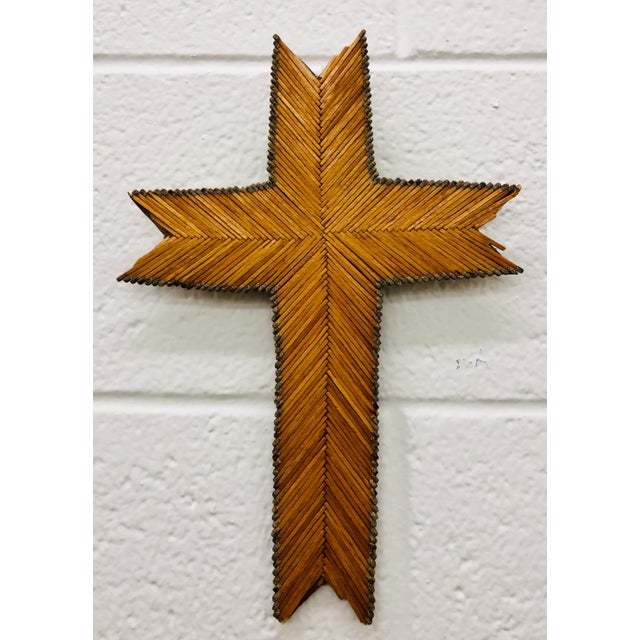 Antique Folk / Tramp Art Match Stick Cross | Chairish