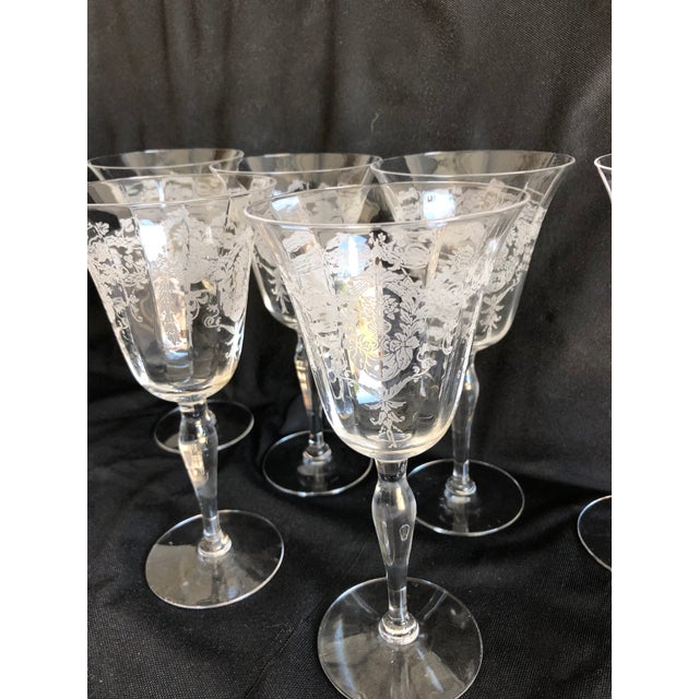 Vintage Clear Etched Floral Design Wine Glasses Chairish