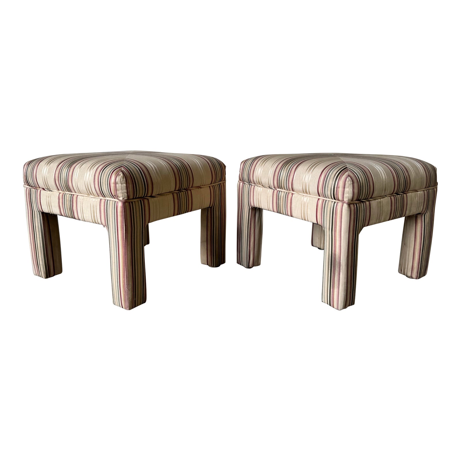 Pair of Mid-Century Modern Parsons Stools in the Style of Milo Baughman ...