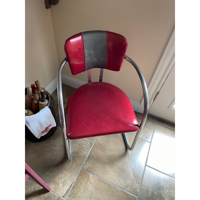 1950s Red Glitter Vintage Dining Table & 5 Chairs | Chairish