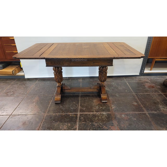 Antique English Oak Draw Leaf Table Hand Carving Jacobean Pineapple ...