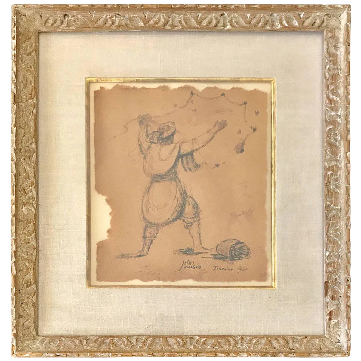 Reuven Rubin Painting Throwing the Net | Chairish