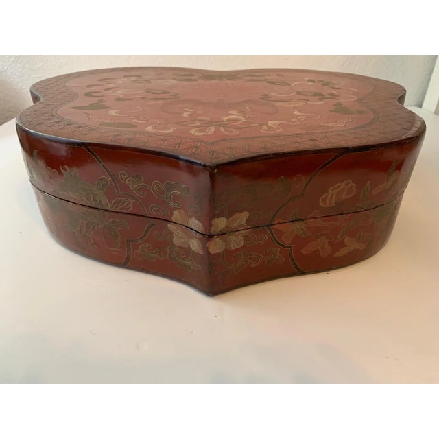 1910s Chinese Lacquered Heart Storage Box | Chairish