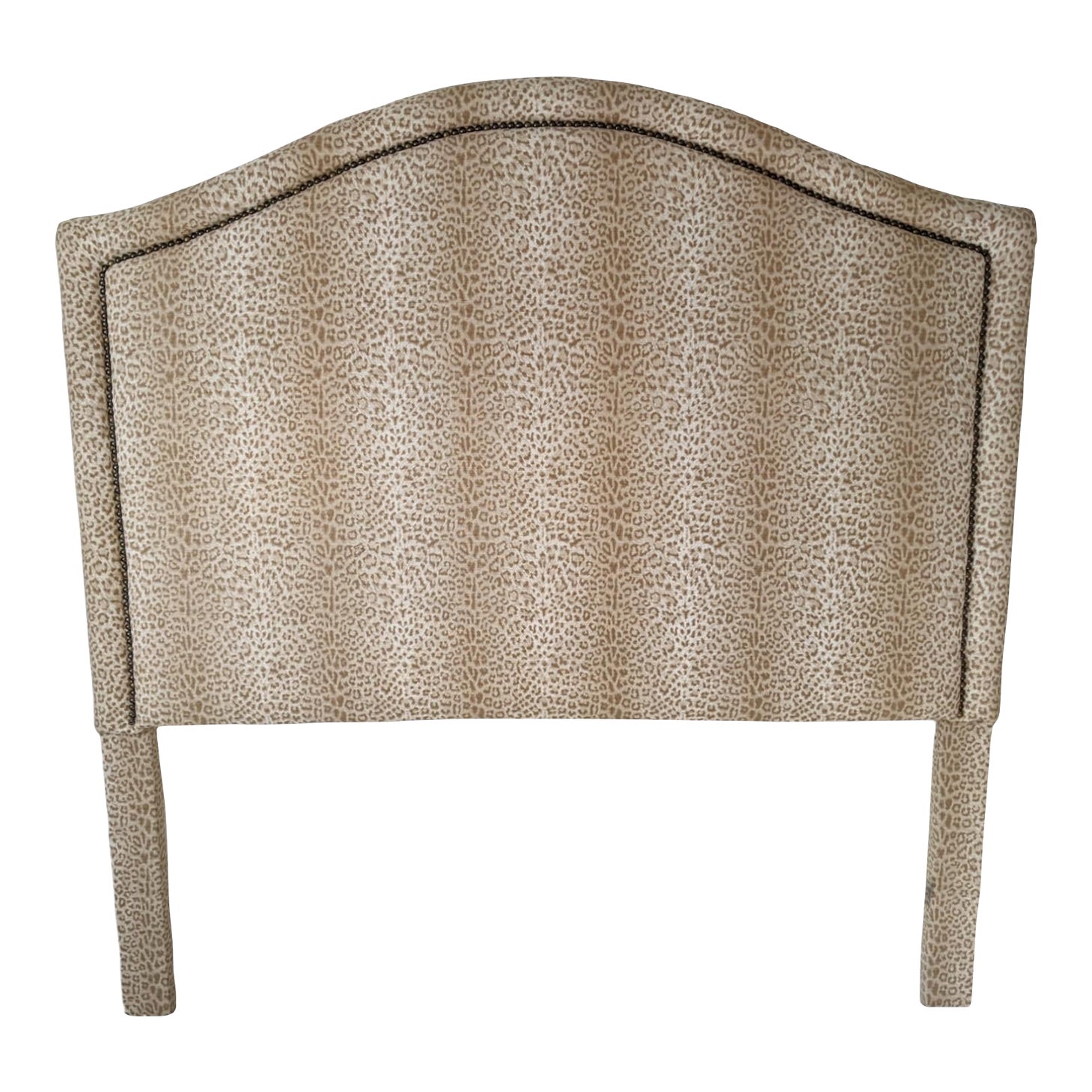Custom Made Upholstered Leopard Print Queen Headboard With Nailhead ...