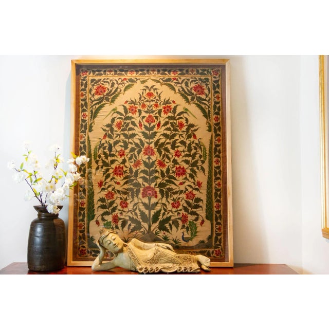 Antique Indian Mughal Framed Embroidered Wall Art | Chairish