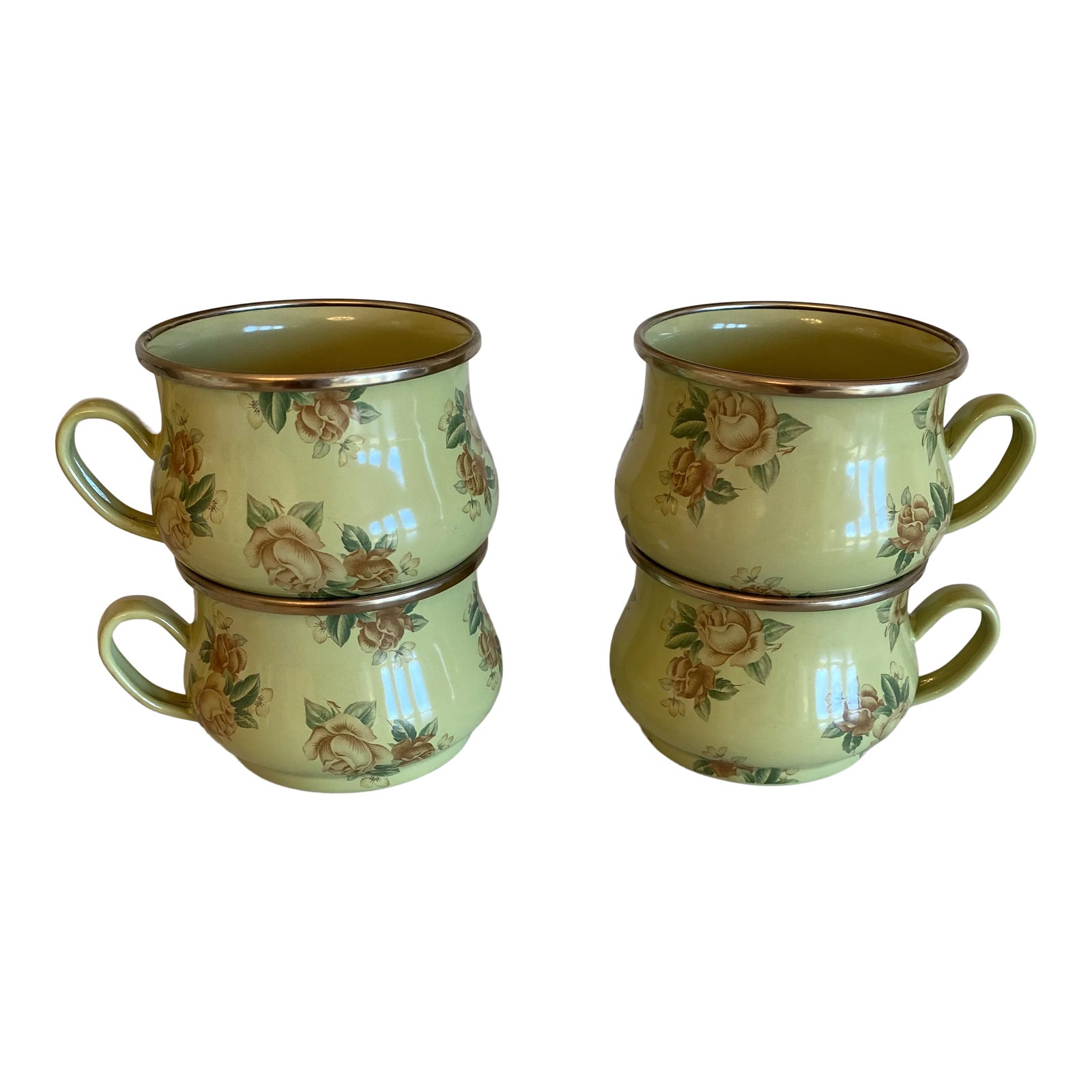Vintage 1990s Enamelware Mugs- Set of 4 | Chairish