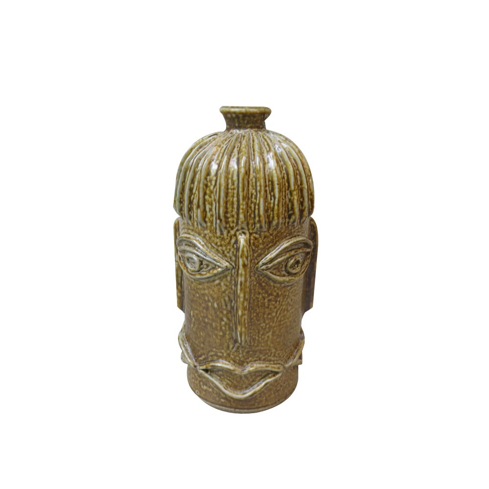 Vintage Handmade Four Faces Vase in Ceramic, 1960s | Chairish