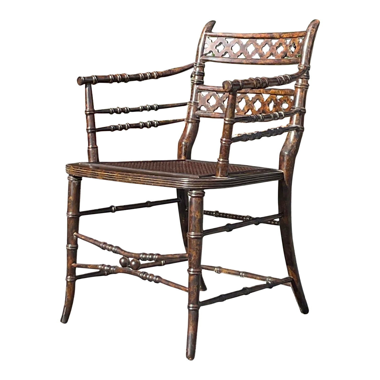 Vintage Regency Trellis Cane Chair | Chairish