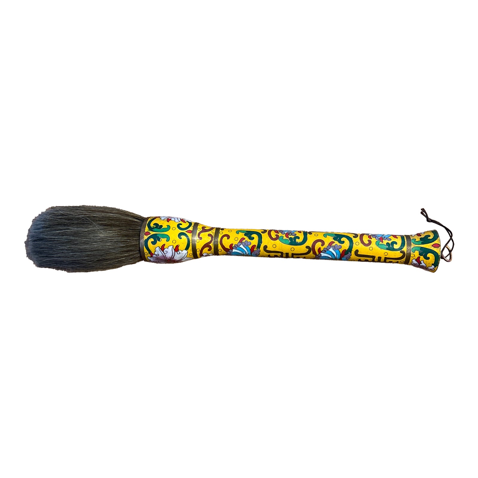 1920s Chinese Cloissone Calligraphy Artist Brush in Yellow | Chairish