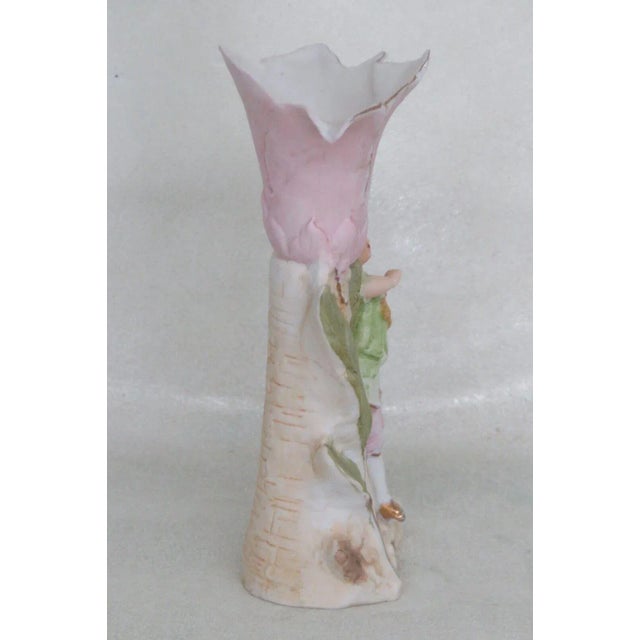 Porcelain Boy and Flower Figurine Vase | Chairish