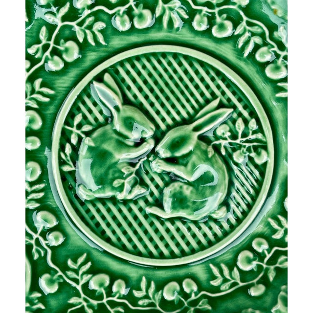 Green Bunny Rabbit Bordallo Pinheiro Lettuce Platter, Portuguese ...