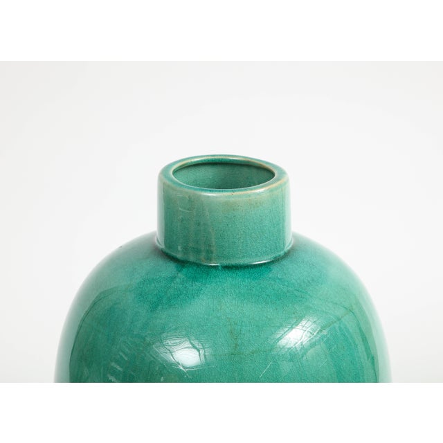 Teal Pottery Vase Circa 1960 | Chairish
