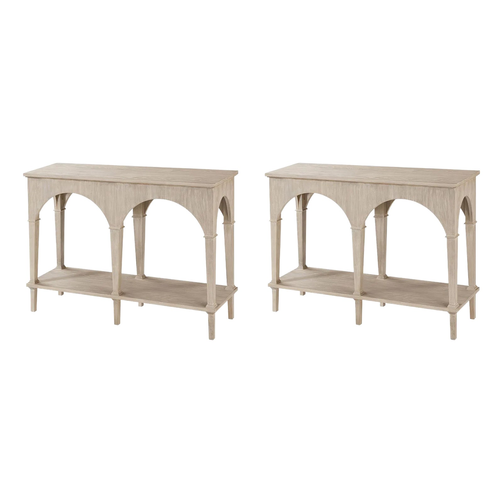 Pair of Small Whitewash Console Tables | Chairish
