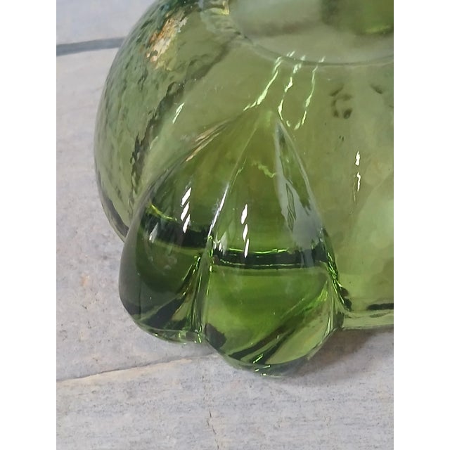 Vintage Mid-Century Modern Atomic Orb Textured Green Glass Ashtray ...