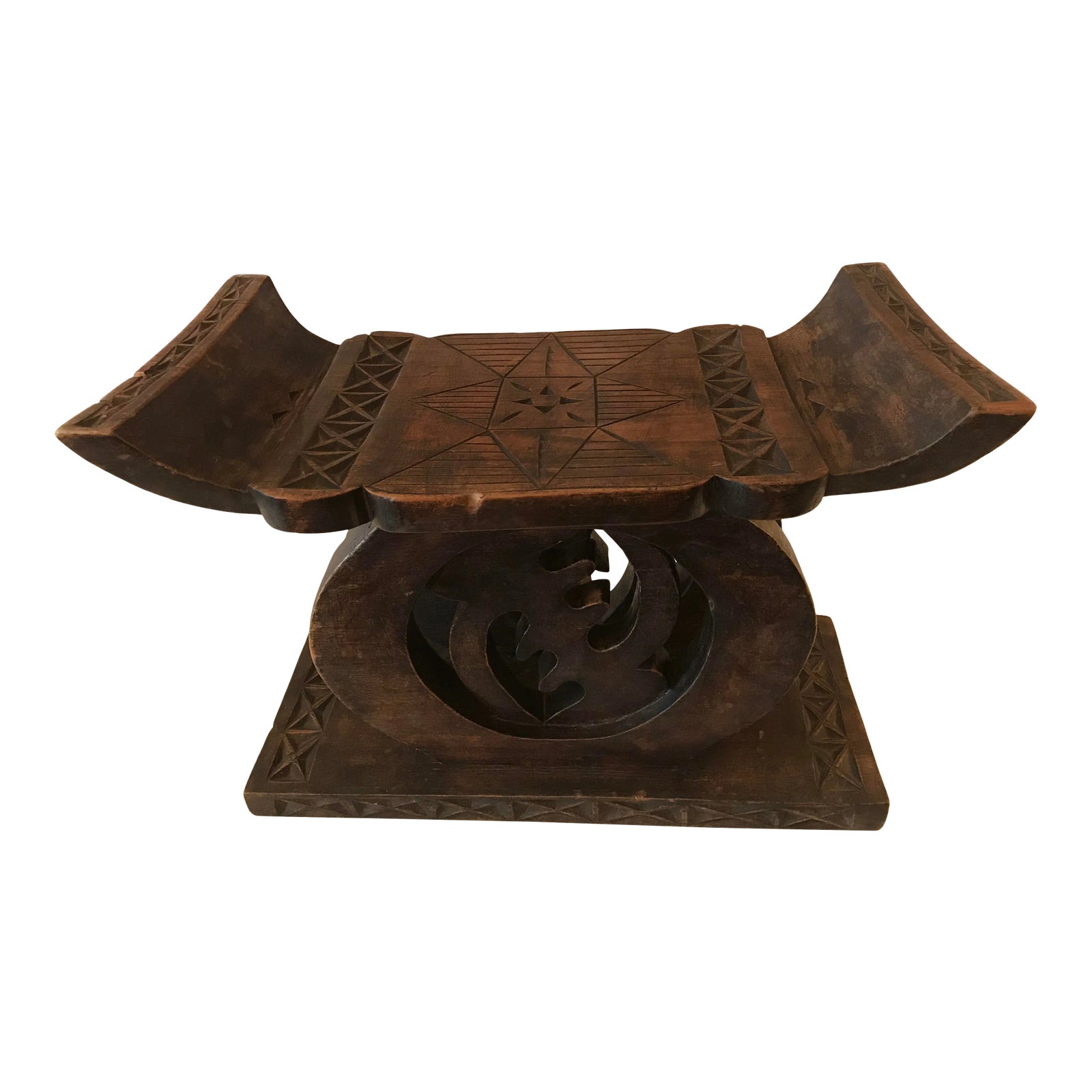 Ashanti - Tribe Carved Wood Bench | Chairish