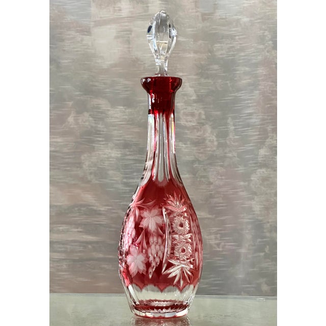 Vintage Nachtmann Ruby Red Decanter With Stopper - 2 Piece Set | Chairish