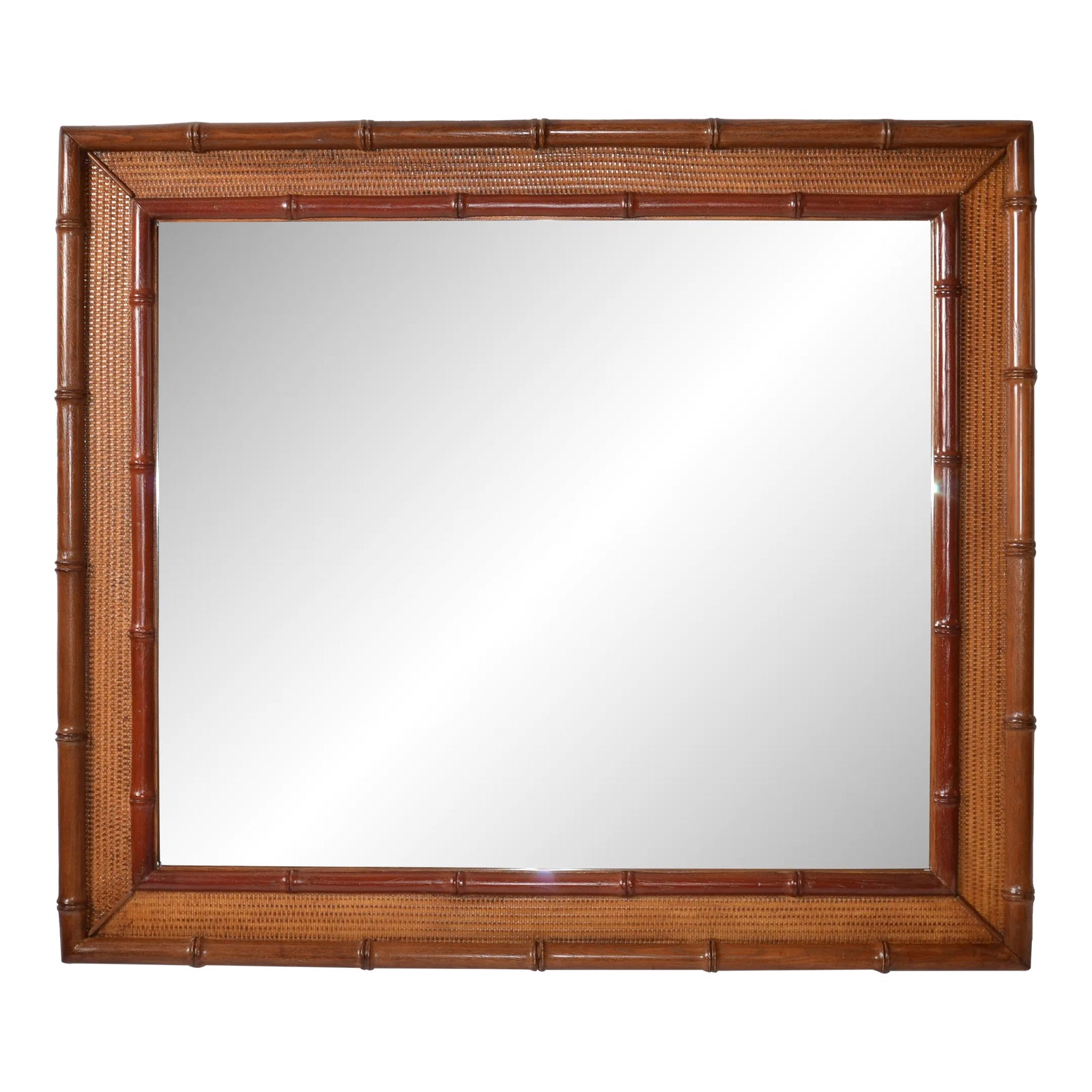 1980s Hollywood Regency Bohemian Rectangular Handwoven Rattan and ...