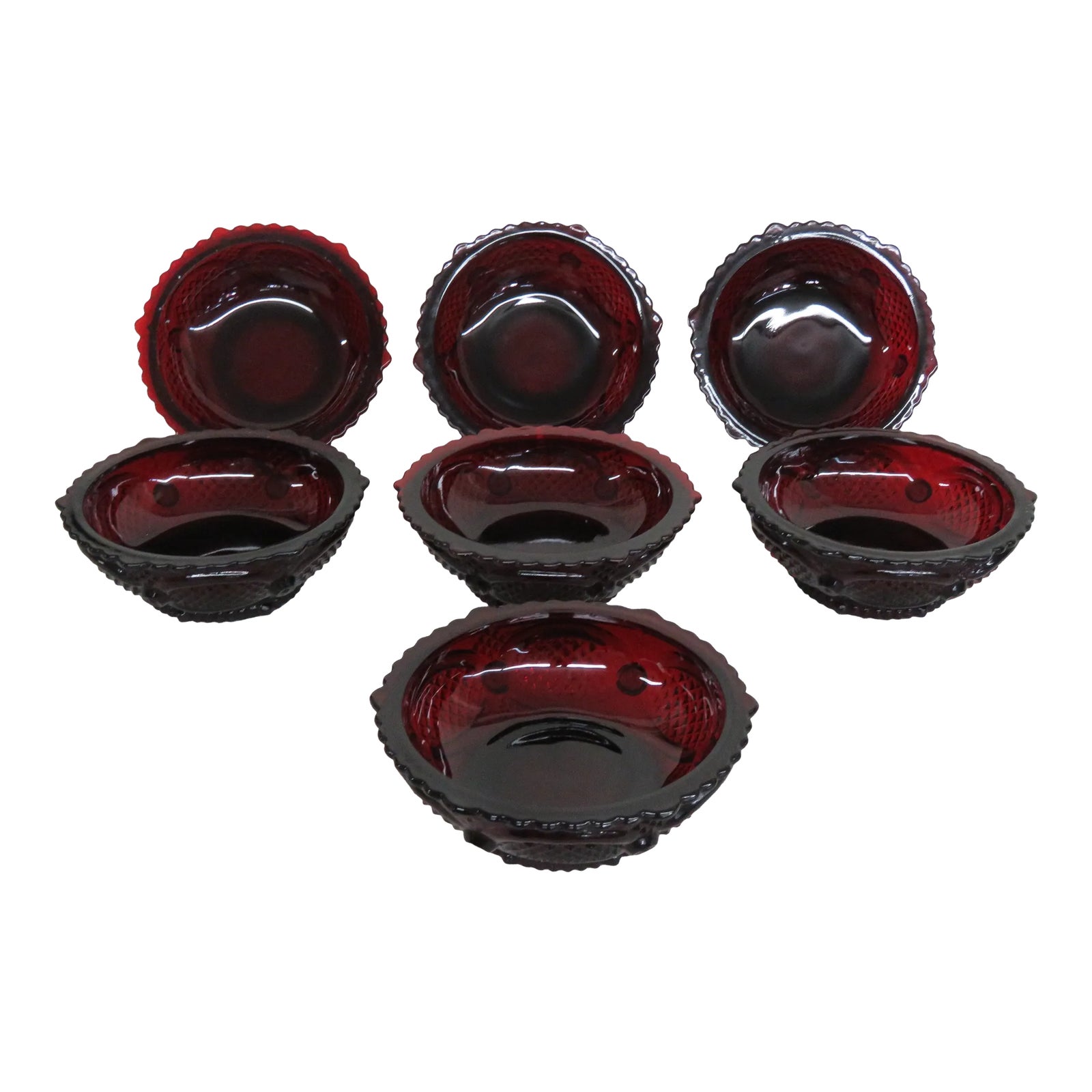 Avon Cape Cod Collection Ruby Red Small Desert Fruit Bowls Set of Seven ...