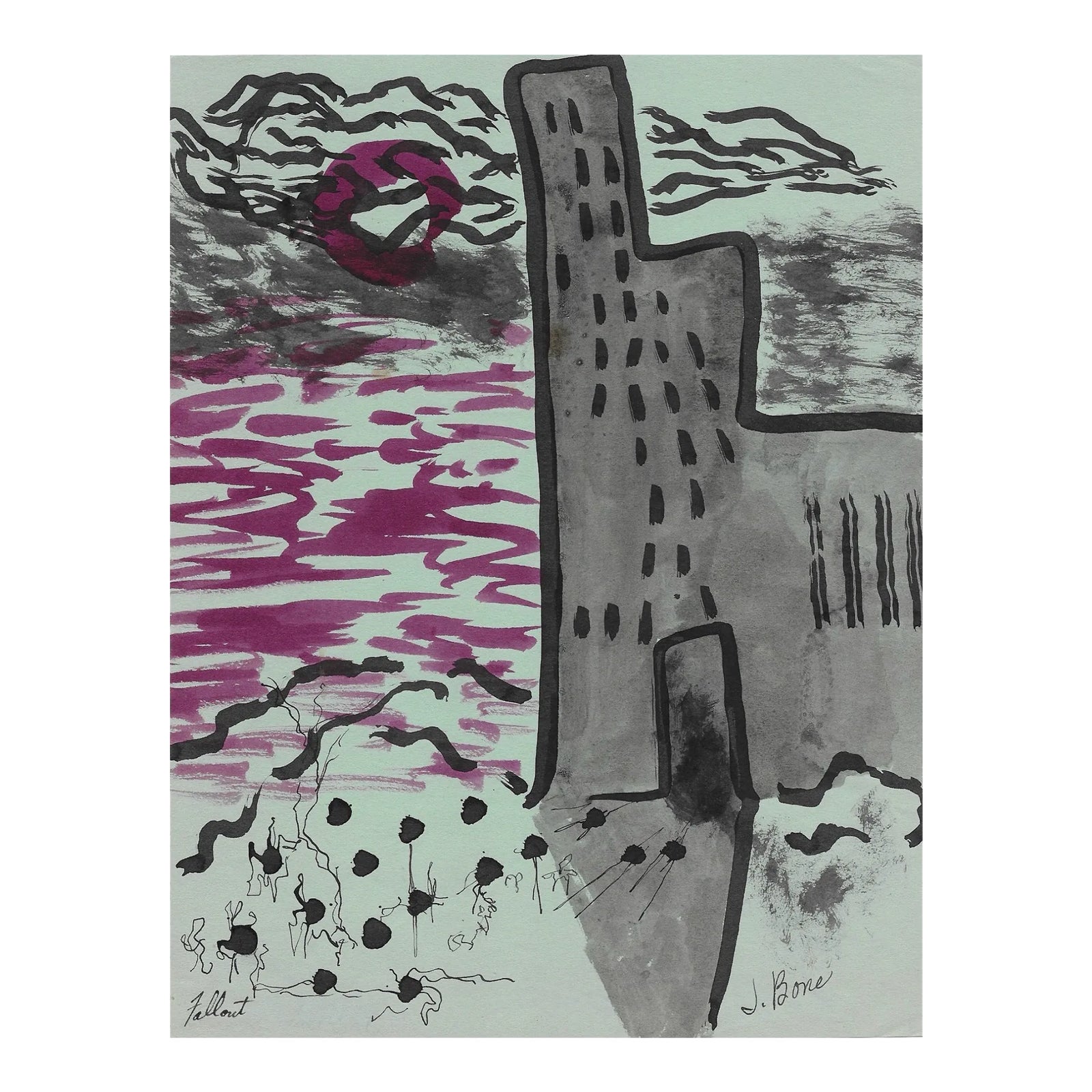 1950s James Bone Modern Landscape Painting | Chairish