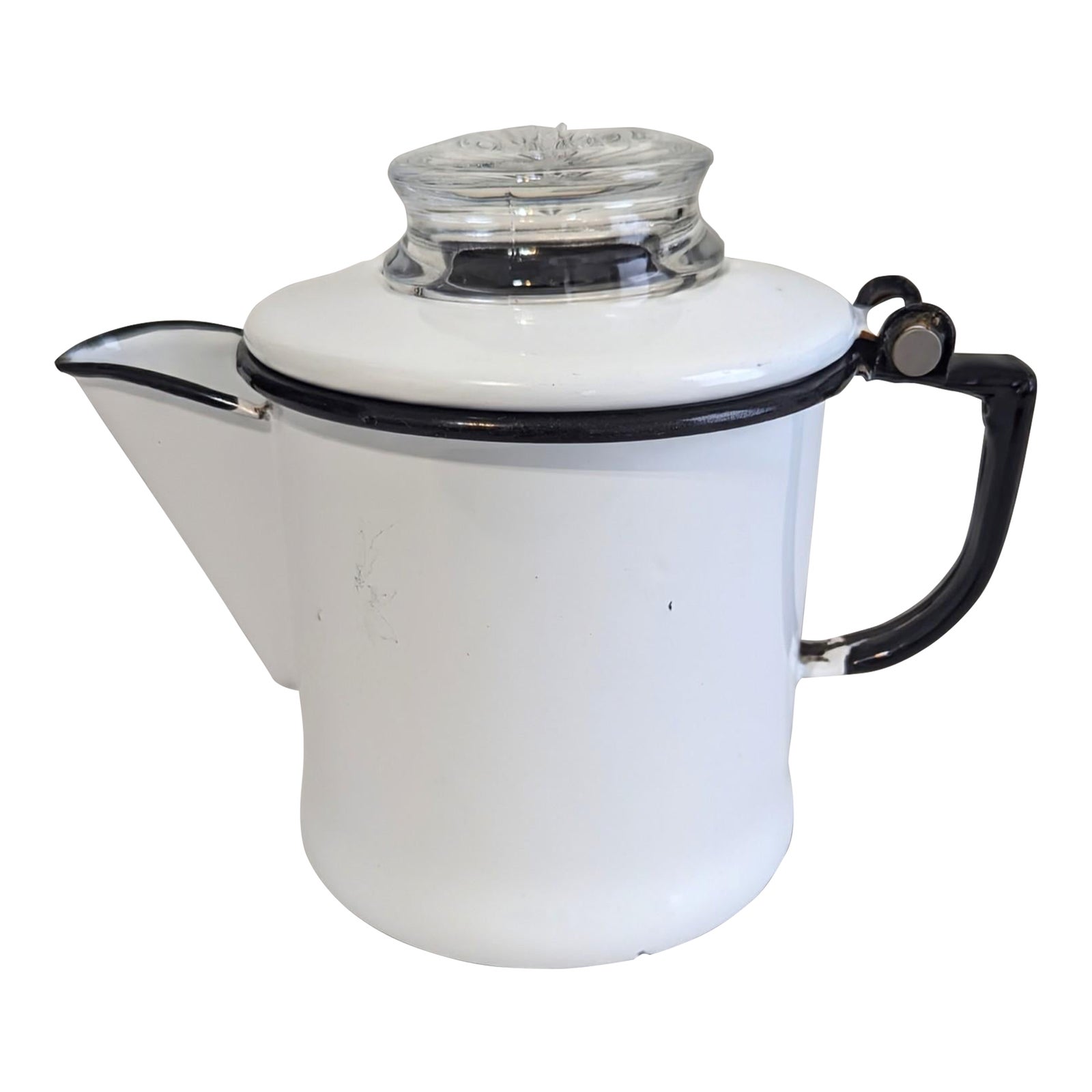 Vintage Enamelware Percolator Coffee Pot With Glass Top | Chairish
