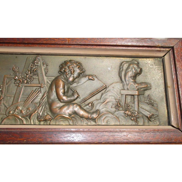 19th Century Copper Repousse Furniture Panel in Wooden Frame | Chairish