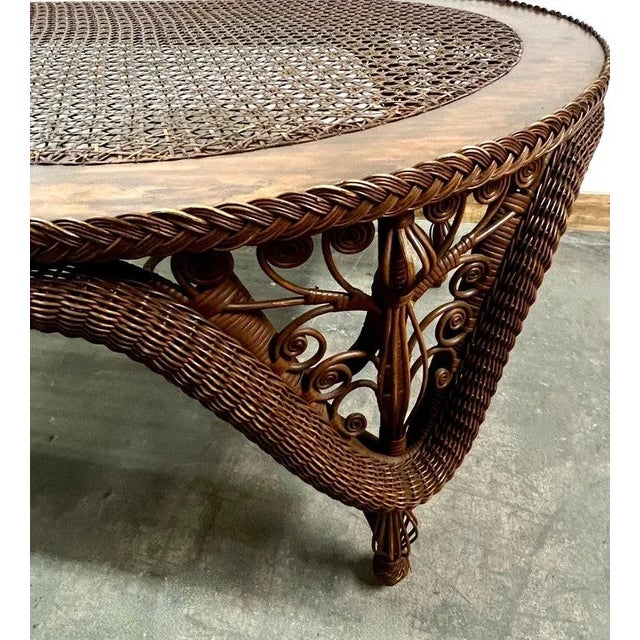 Wicker Dining Room Table with 6 Wicker Chairs - Set of 7 | Chairish