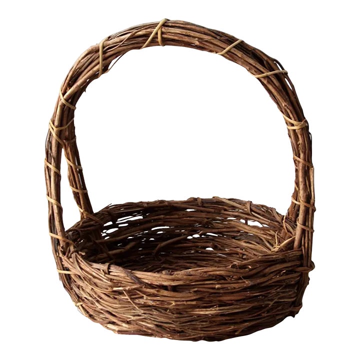 Vintage Rustic Wicker Basket | Chairish