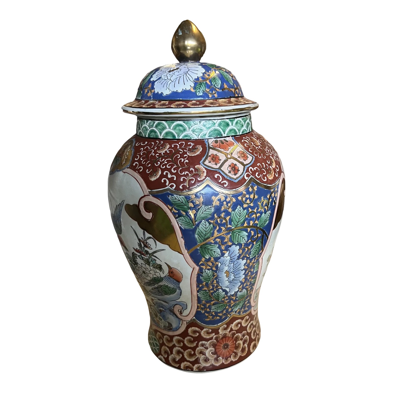21st Century Hand Painted Asian Ginger Jar | Chairish