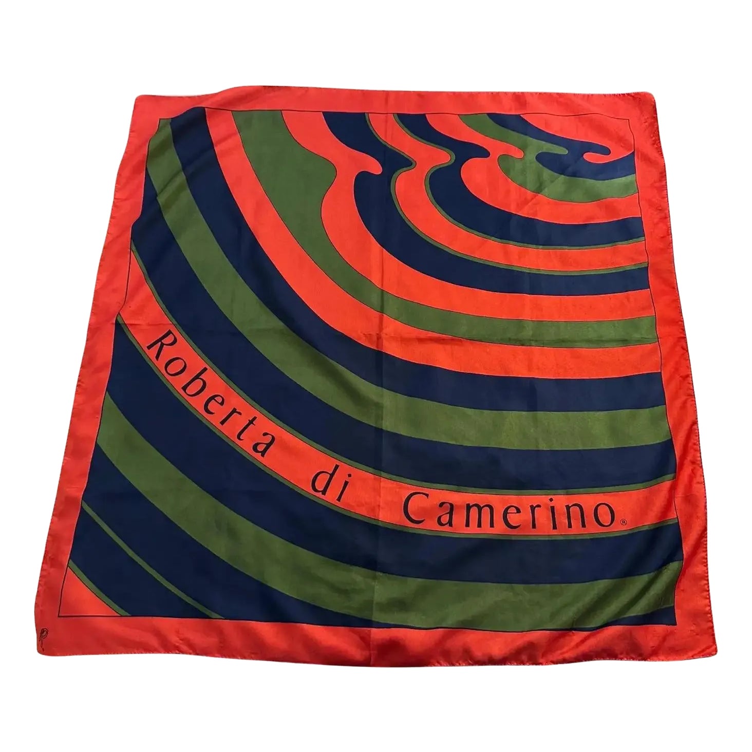 A 1990s Iconic Reb Blue and Green Scarf by Roberta Di Camerino | Chairish