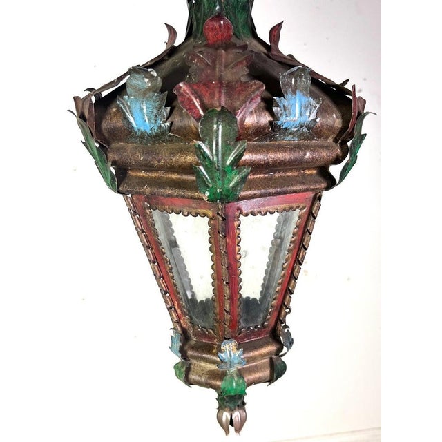 Pair of Spanish Revival Painted Lanterns C. 1940's | Chairish