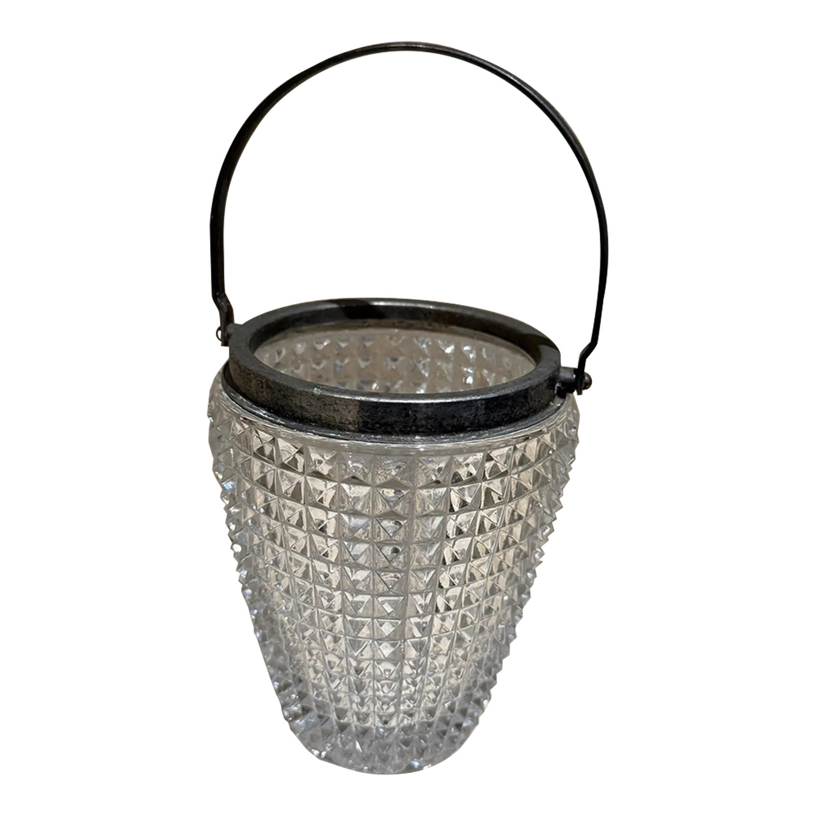 1950s Italian Mini Ice Bucket Diamond Cut Crystal | Chairish