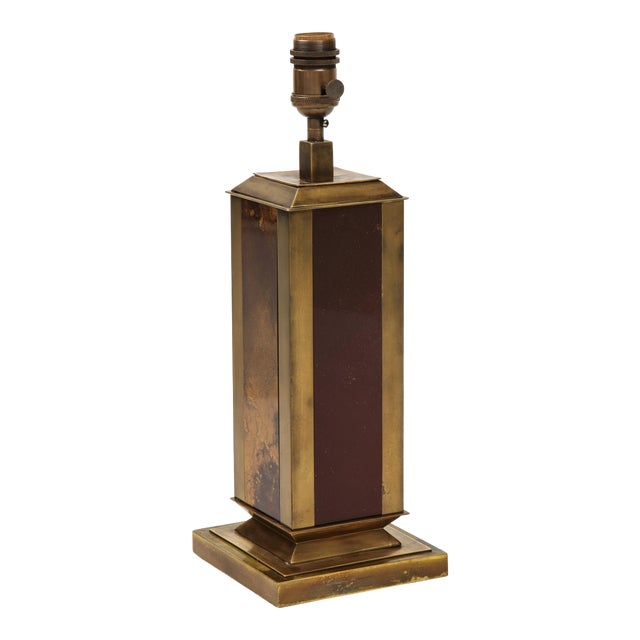 1970s Laque d'Ambre and Patinated Brass Table Lamp by Guy Lefevre ...